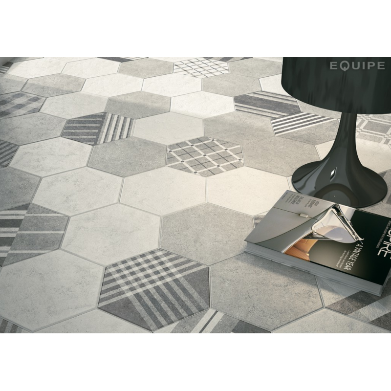 Carrelage sol / mur hexagonal effet ciment gris 17,5x20 cm HEXATILE CEMENT GREY